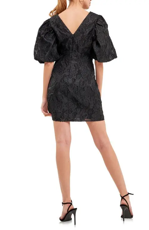 Endless Rose Puff Sleeve Minidress - Black