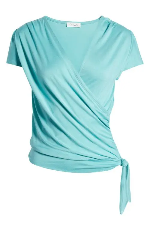 Loveappella Faux Wrap Top - Aqua