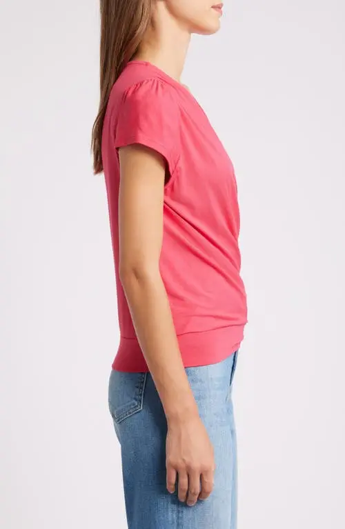 Loveappella Faux Wrap Top - Pink Polish