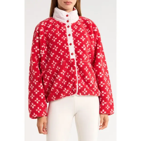 Free People Rocky Ridge Fleece Jacket - Birdseye Apple Combo