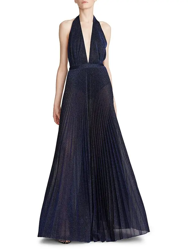 strapless open back dress Halston Heritage HALTER PLEATED DRESS – AGN x 13