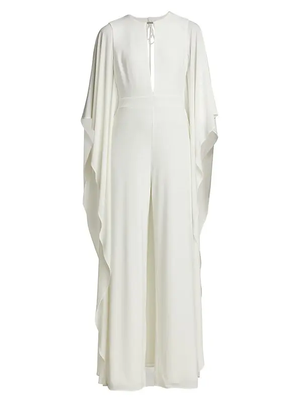Halston Wide-Leg Draped Jumpsuit In Pristine 40% Off Editorialist