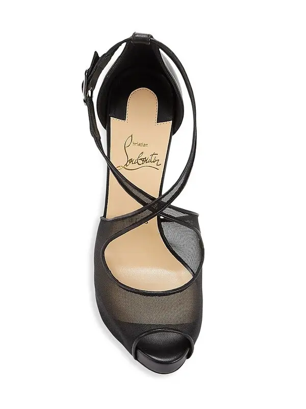 CHRISTIAN LOUBOUTIN Mariacar Leather & Mesh Platform Sandals