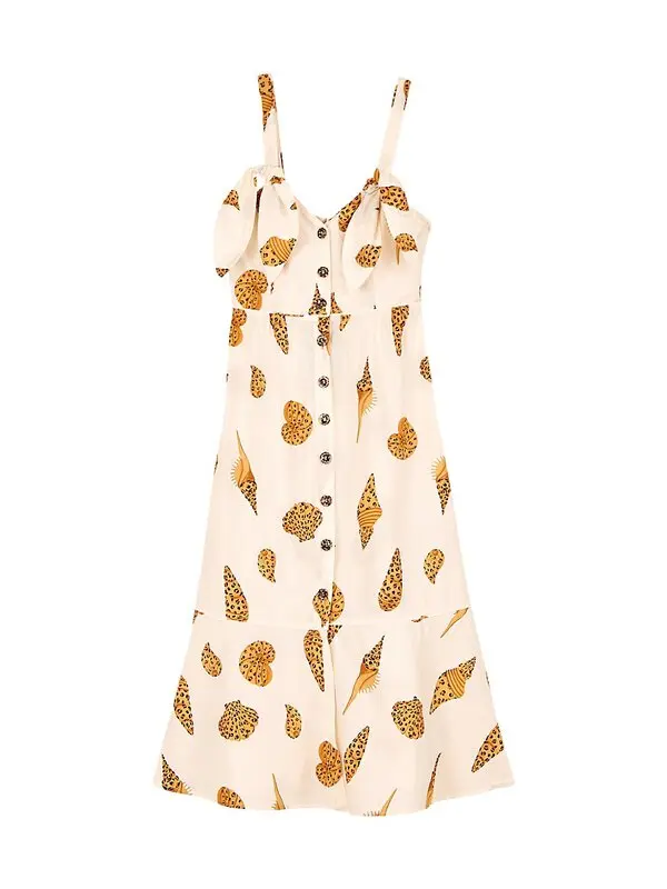knee length dresses for ladies Pink Seashell Tapestry Midi Dress  FARM Rio