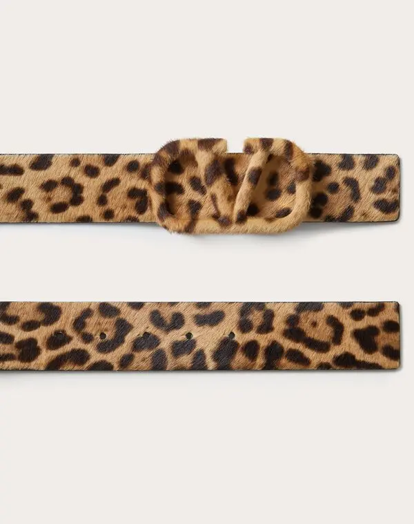NWT Valentino Garavani V logo Signature Calf Hair Belt With Leopard Print VALENTINO GARAVANI V-Logo Leopard-Print Calf-Hair Belt  main image 2
