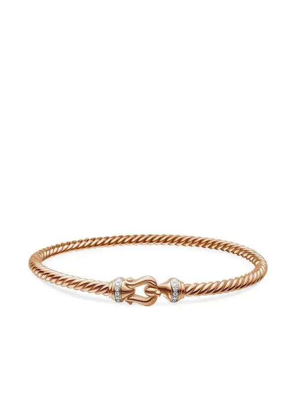 David Yurman 18kt Rose Gold Diamond Cablespira Buckle Bracelet - Pink