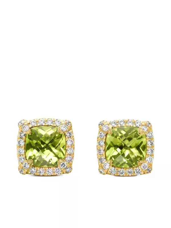 David Yurman 18kt Yellow Petit Chatelaine Peridot And Diamond Stud Earrings - Gold