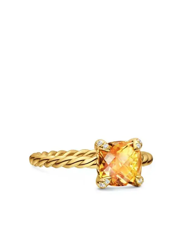David Yurman 18kt Yellow Citrine And Diamond Ring - Gold