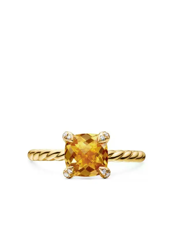 David Yurman 18kt Yellow Citrine And Diamond Ring - Gold