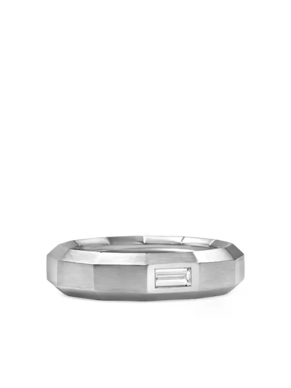 David Yurman 18kt White Gold Diamond Band Ring - Silver