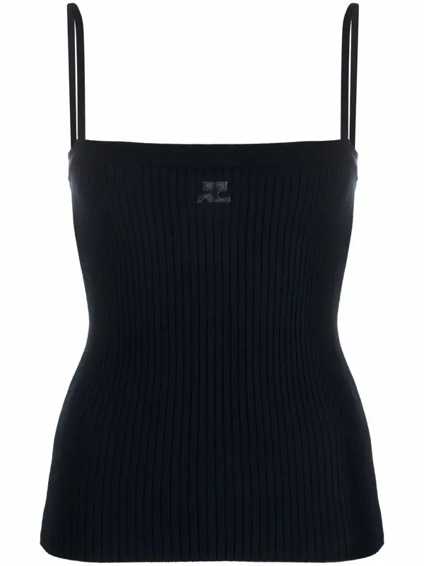 COURREGES Logo-embroidered Tank Top - Blue