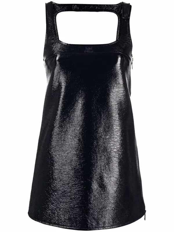 COURREGES Sleeveless Vinyl Mini Dress - Blue