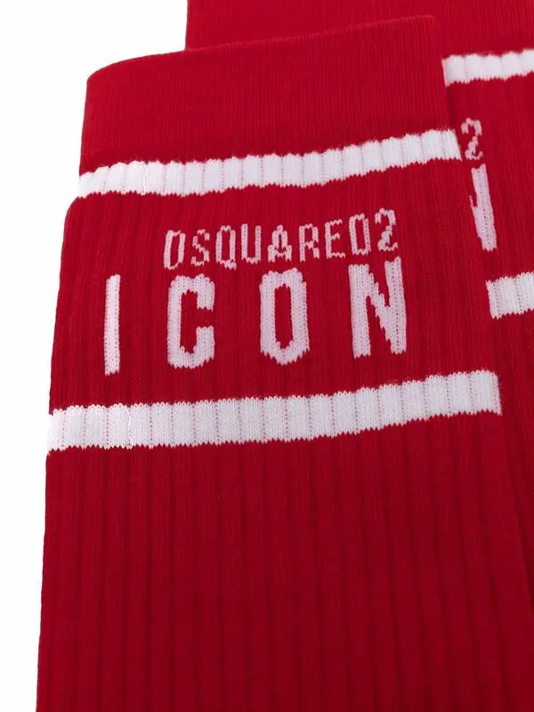 Dsquared2 Icon Ribbed Ankle Socks - Red