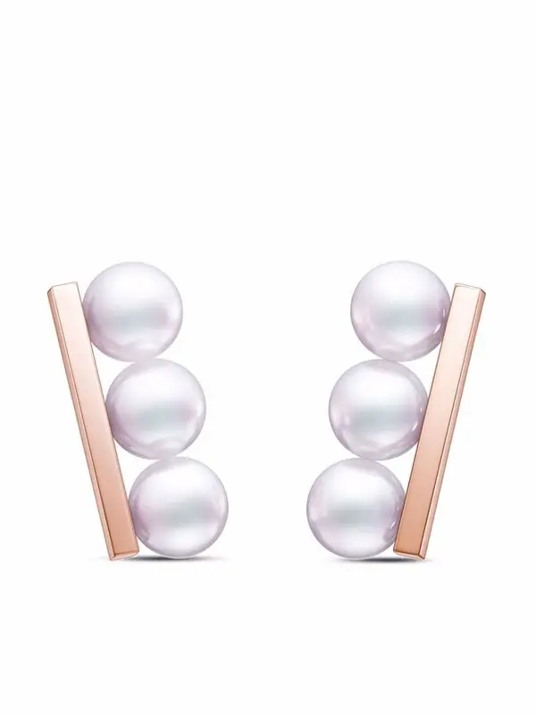TASAKI 18kt Rose Akoya Pearl Earrings - Pink