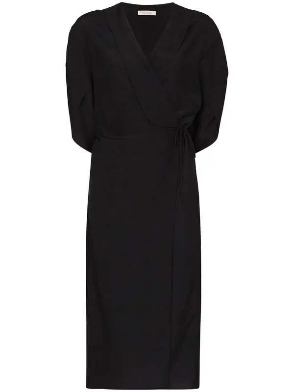 knee length dresses for ladies Black Kimono Dress Black / M
