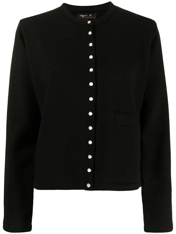 AGNES B. Snap-fastening Knitted Cardigan - Black