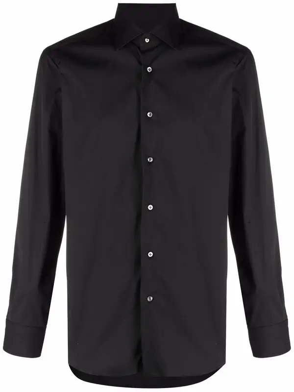 BARBA NAPOLI Long-sleeve Poplin Shirt - Black