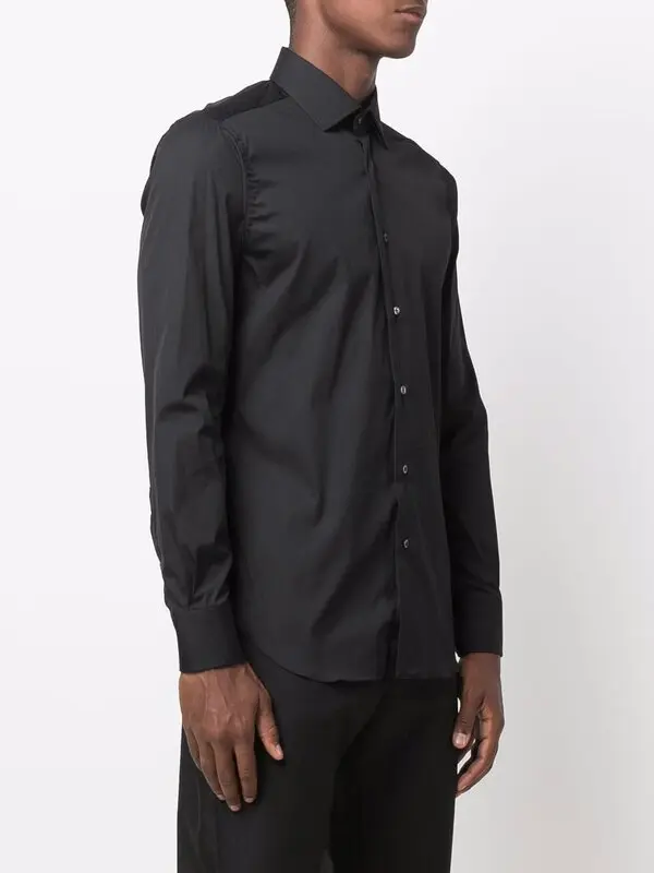 BARBA NAPOLI Long-sleeve Poplin Shirt - Black