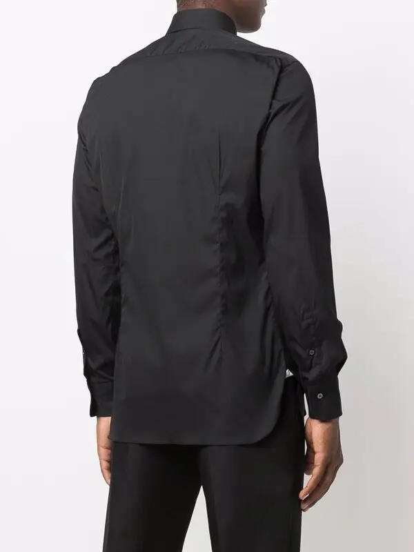 BARBA NAPOLI Long-sleeve Poplin Shirt - Black