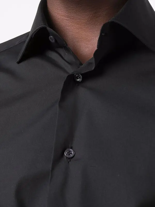 BARBA NAPOLI Long-sleeve Poplin Shirt - Black