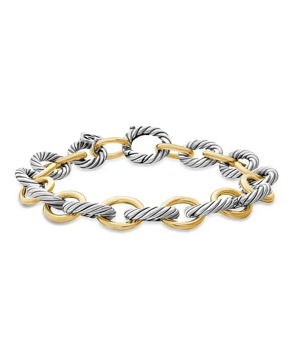 David Yurman Oval Link Bracelet With Gold - Silver/yellow Gold
