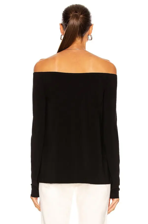 Norma Kamali Long Sleeve Off Shoulder Top - Black