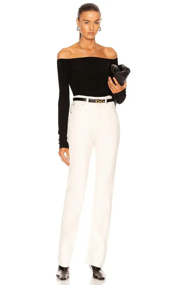 Norma Kamali Long Sleeve Off Shoulder Top - Black