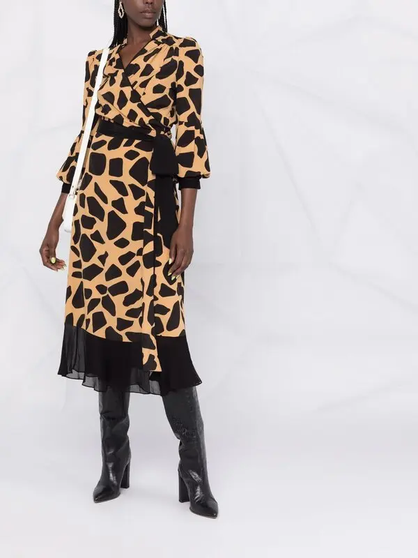 Diane Von Furstenberg Giraffe-print Wrap Midi Dress