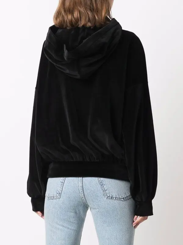 Philipp Plein Crystal Embellished Velvet Hoodie