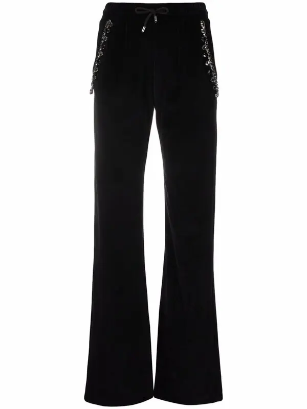Philipp Plein Crystal Chain Velvet Track Pants