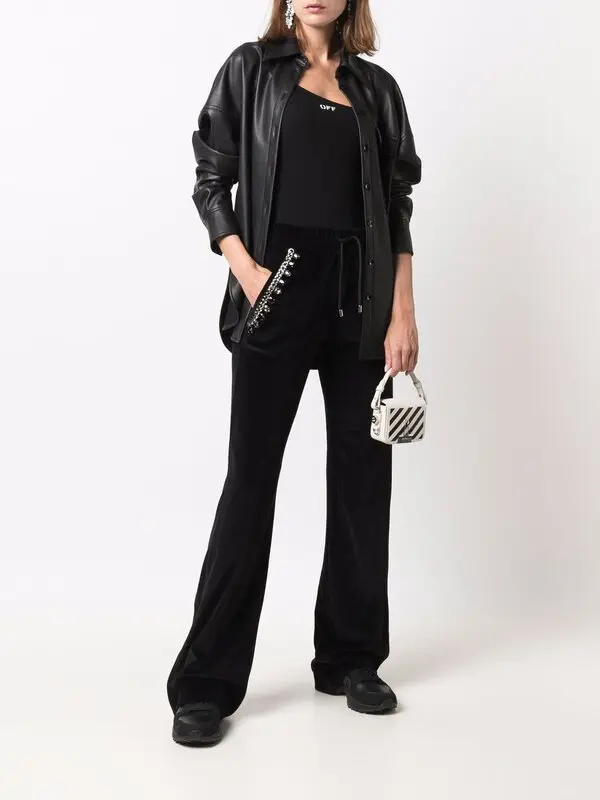 Philipp Plein Crystal Chain Velvet Track Pants