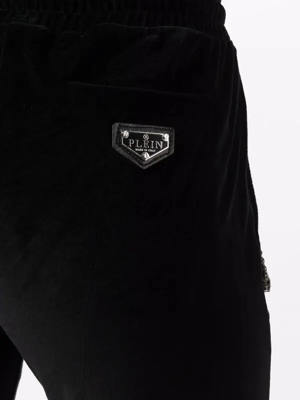 Philipp Plein Crystal Chain Velvet Track Pants