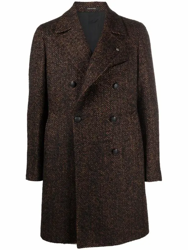 Tagliatore Herringbone-pattern Double-breasted Coat