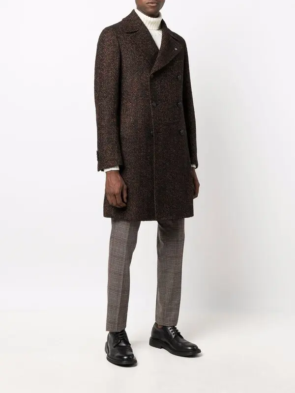 Tagliatore Herringbone-pattern Double-breasted Coat