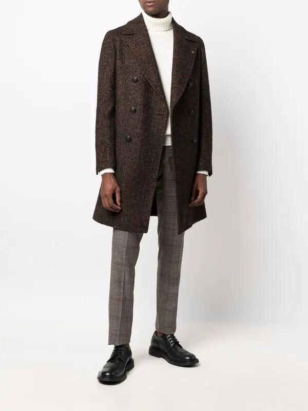 Tagliatore Herringbone-pattern Double-breasted Coat