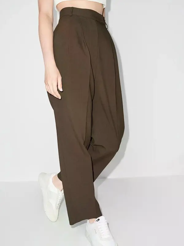 THE FRANKIE SHOP Bea High-waisted Tapered Trousers - Brown