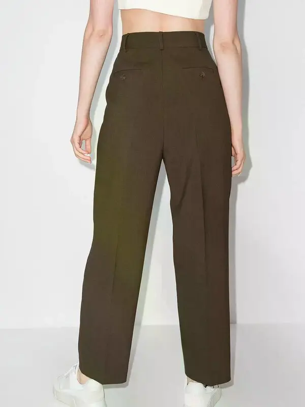 THE FRANKIE SHOP Bea High-waisted Tapered Trousers - Brown