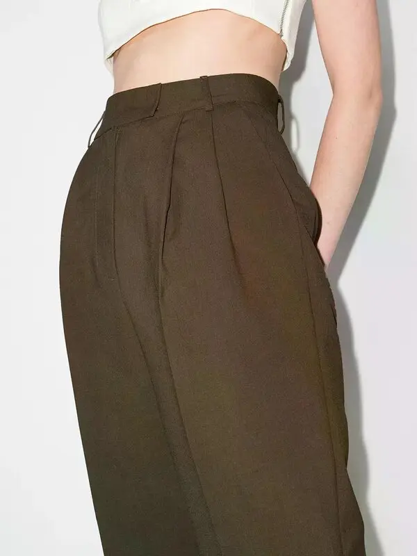 THE FRANKIE SHOP Bea High-waisted Tapered Trousers - Brown