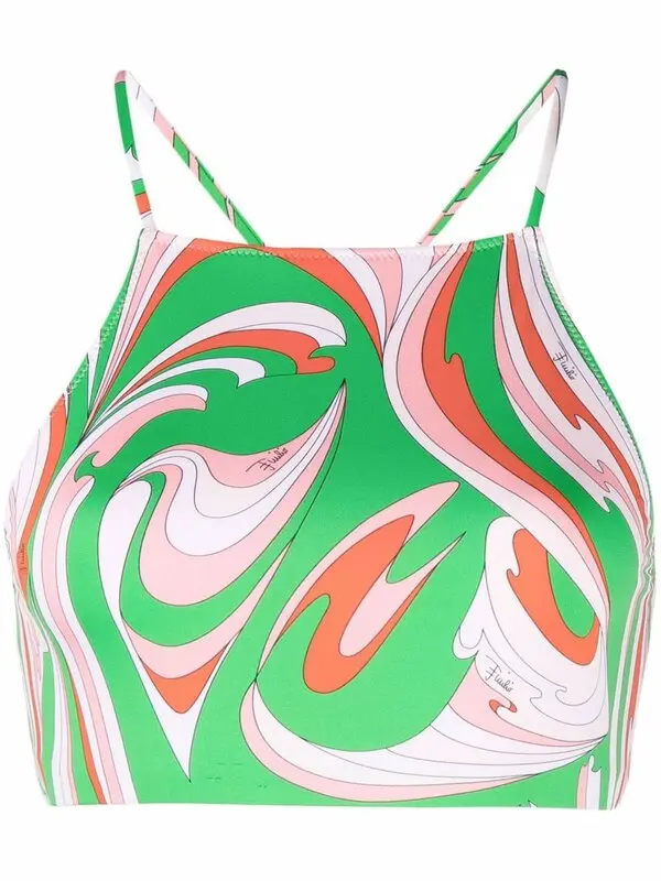 Emilio Pucci Vortici Print Bikini Top - Green