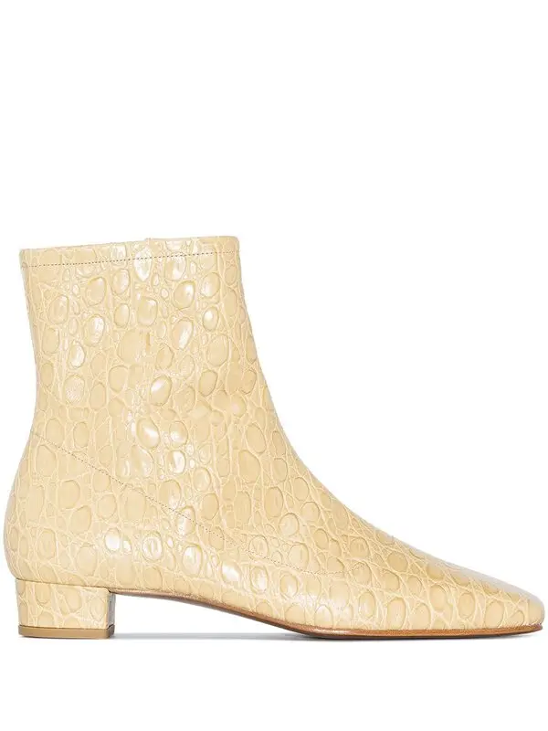By Far Este Snakeskin Square-toe Ankle Boots