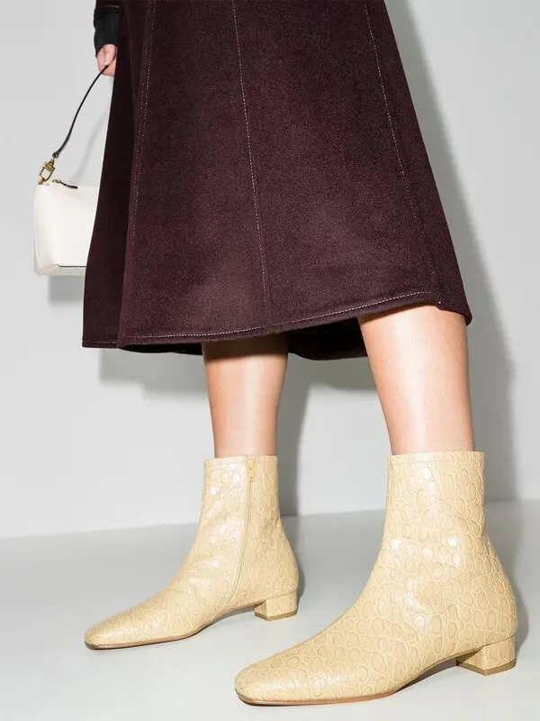 By Far Este Snakeskin Square-toe Ankle Boots