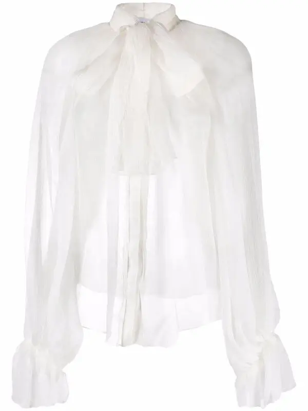 ATU BODY COUTURE Semi-sheer Silk Blouse - White