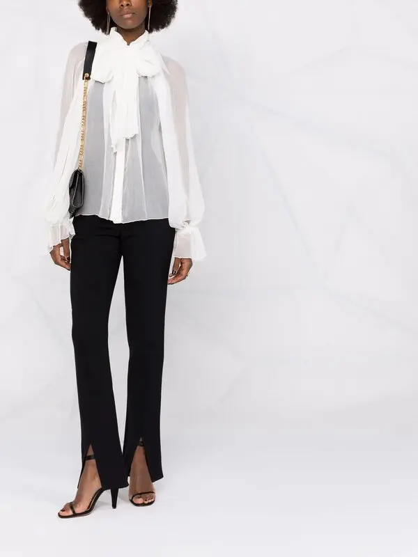 ATU BODY COUTURE Semi-sheer Silk Blouse - White