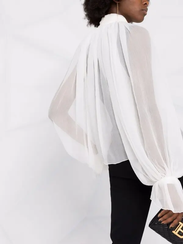 ATU BODY COUTURE Semi-sheer Silk Blouse - White