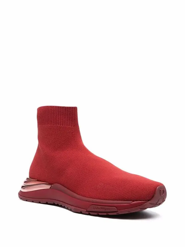 FERRAGAMO Knitted High-top Sneakers - Red