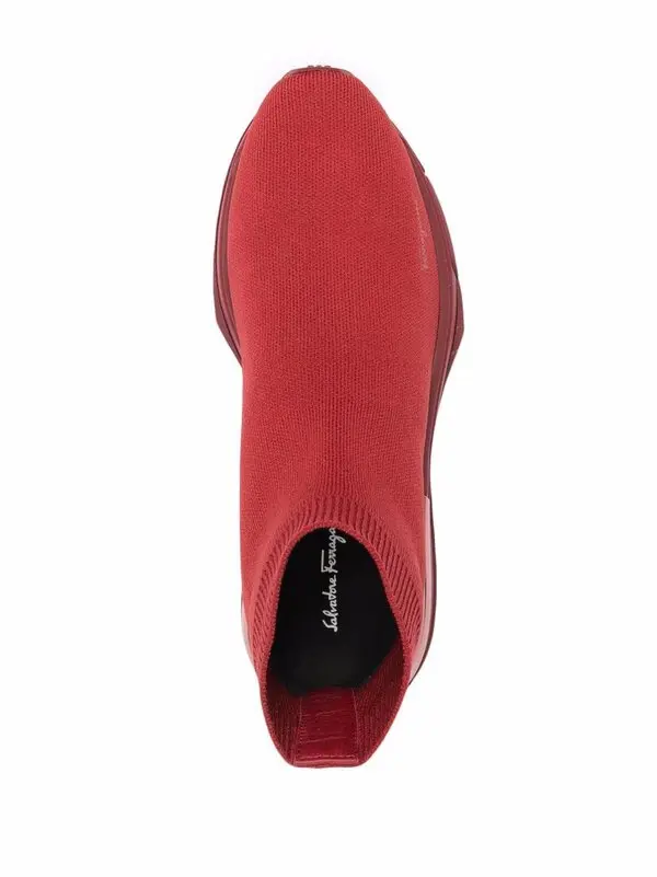FERRAGAMO Knitted High-top Sneakers - Red