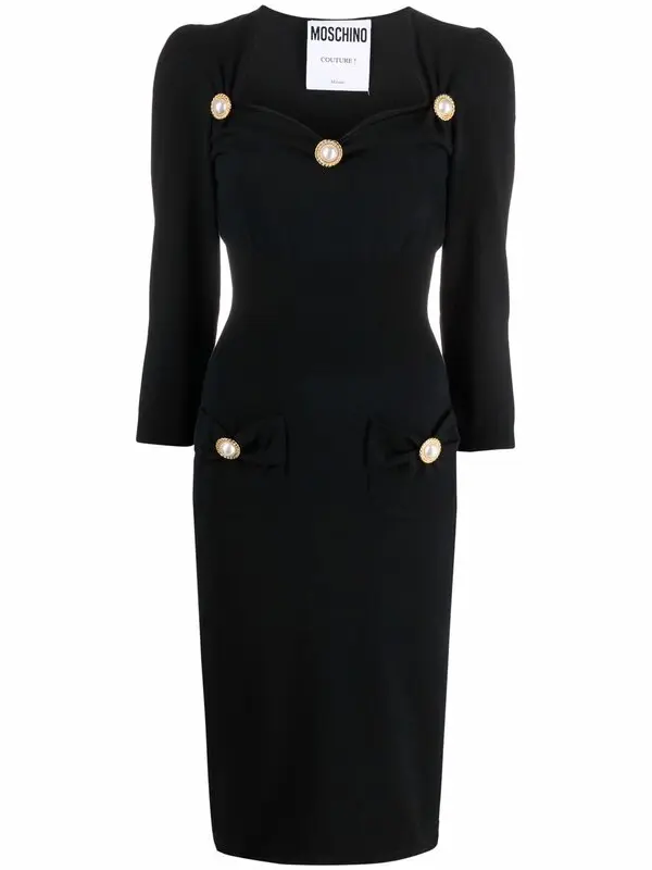 Moschino Pearl-Embellished Midi Dress In Black - 50% Off | Editorialist