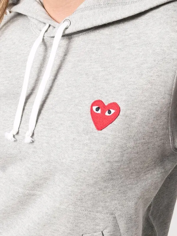 Play Comme Des Garcon Patch-detail Hoodie - Grey