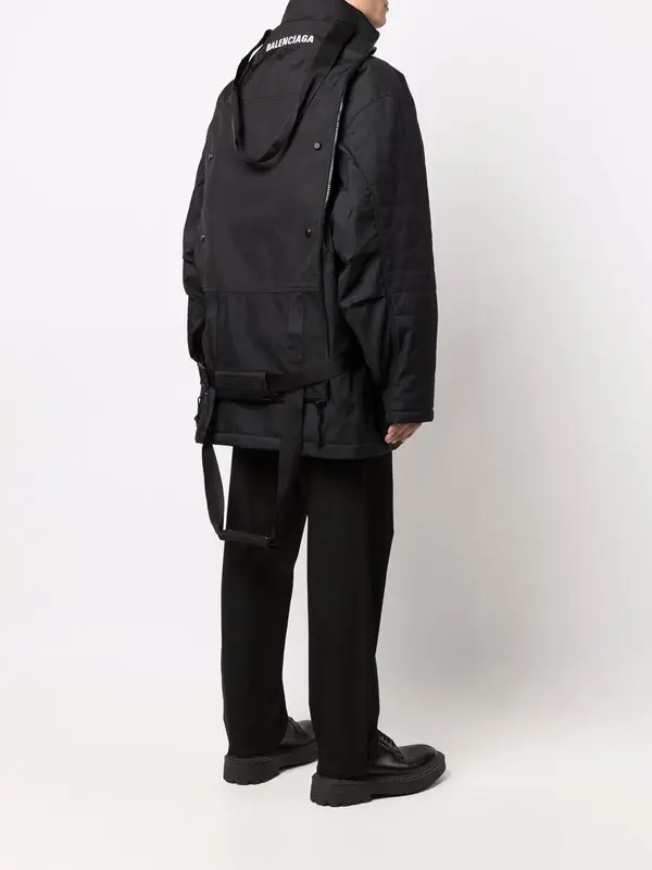 未使用 21AW BALENCIAGA バレンシアガ TRANSFORMER GYM BAG PARKA 変形 ジムバッグパーカー ジャケット コート 44 ブラック メンズ 古着 中古 USED Balenciaga Transformer Gym Bag Parka Coat In Black - 49% Off