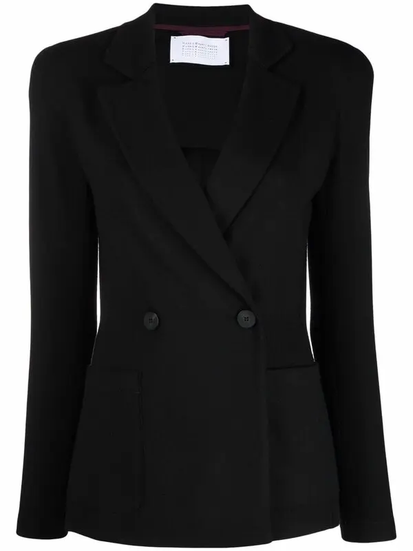 Harris Wharf London Double-breasted Virgin Wool Blazer - Black